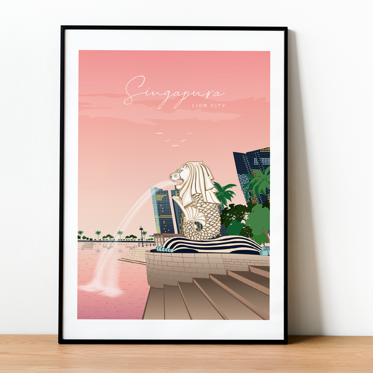 Rosafarbenes Stadtplakat Des Singapur L wen Kawaink rosafarbenes-stadtplakat-des-singapur-l-wen-kawaink
