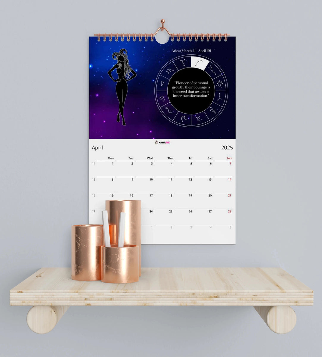 Zodiac Girls Space - 2025 Wall calendar– Kawaink