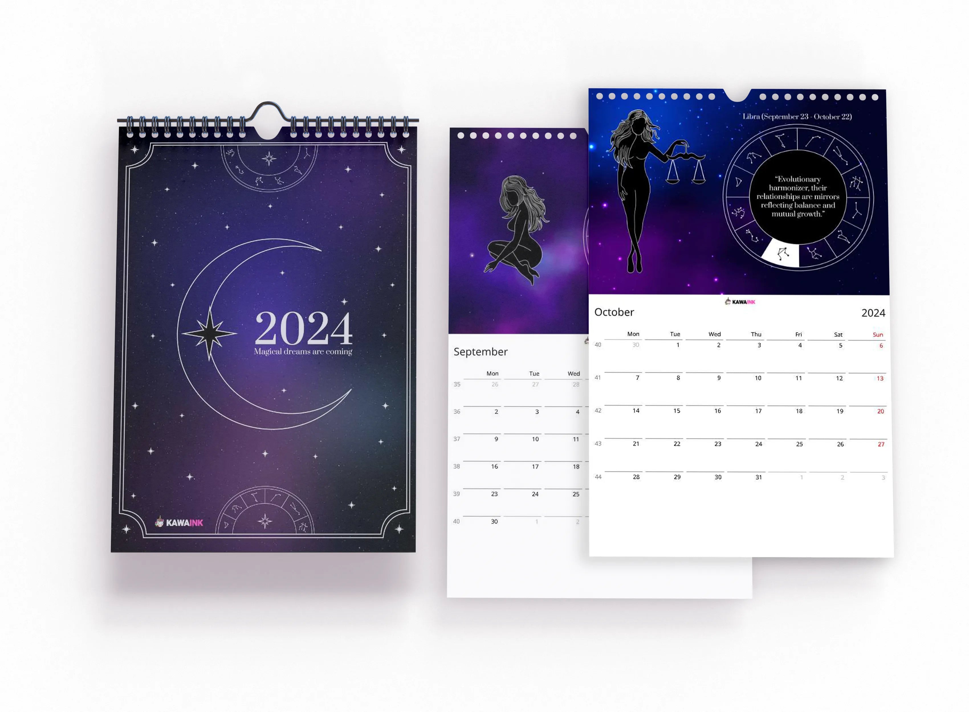 Zodiac Girls Space - 2025 Wall calendar– Kawaink