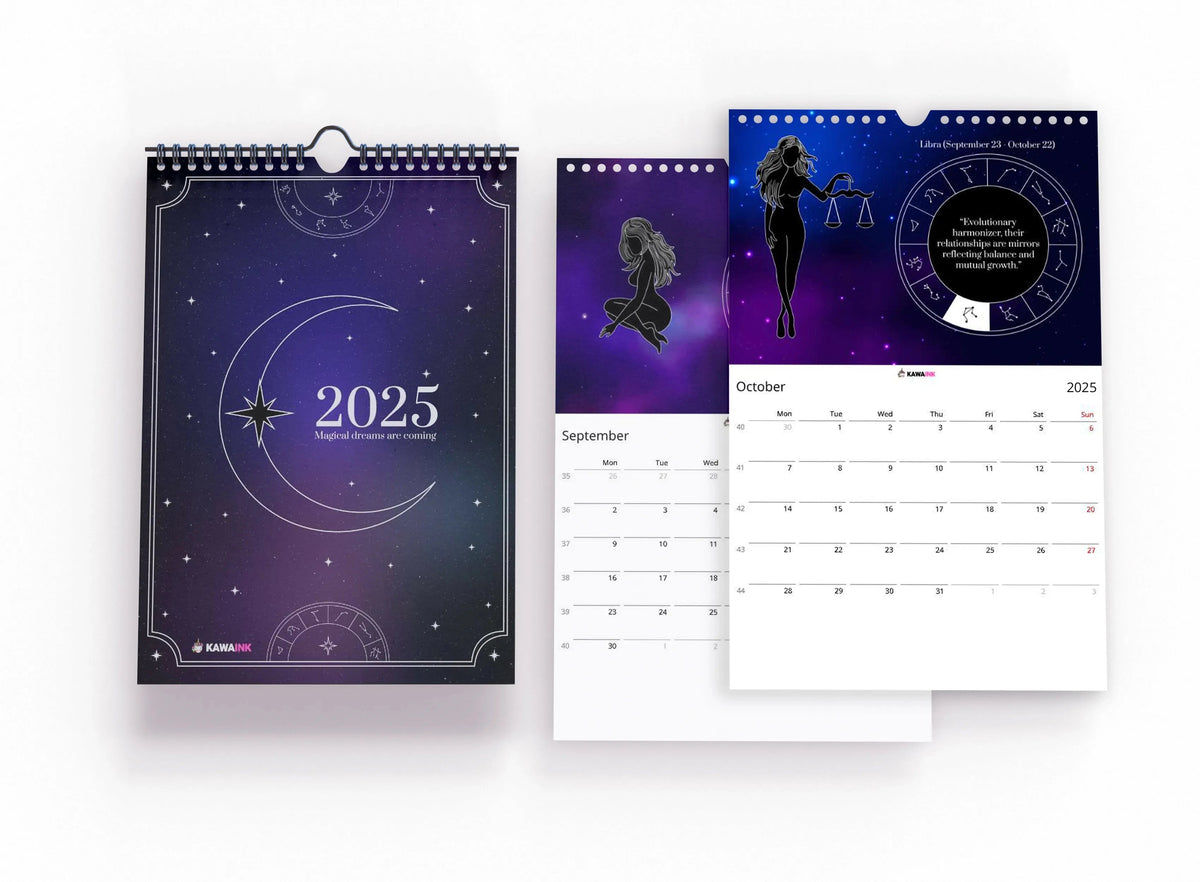 Zodiac Girls Space - 2025 Wall calendar– Kawaink