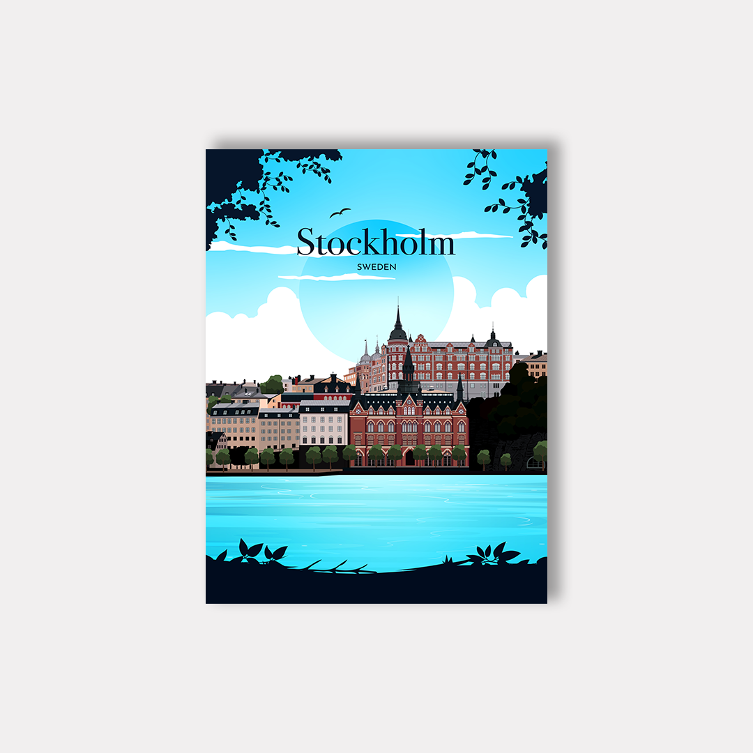 Stockholm day city poster– Kawaink