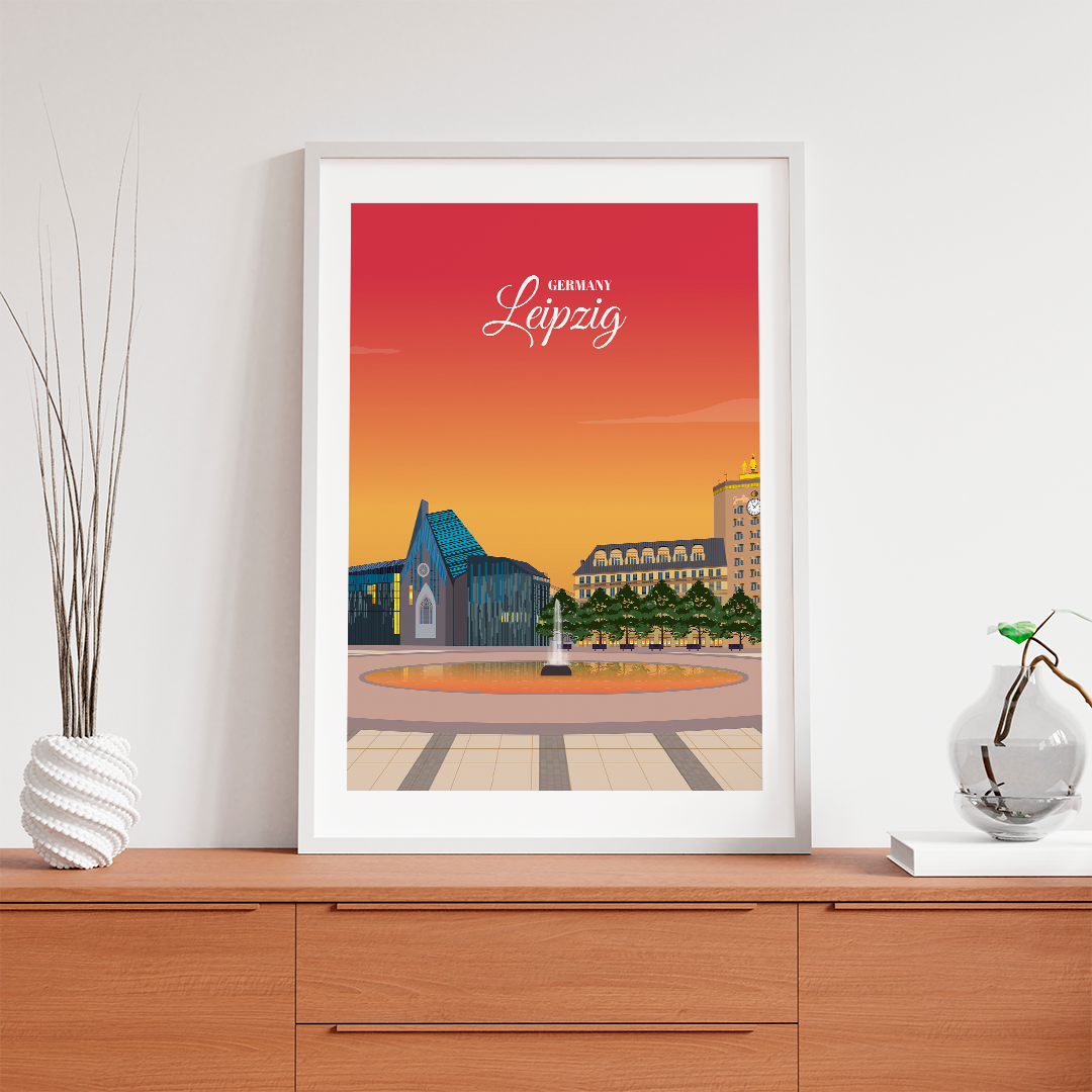 Leipzig sunset city poster– Kawaink