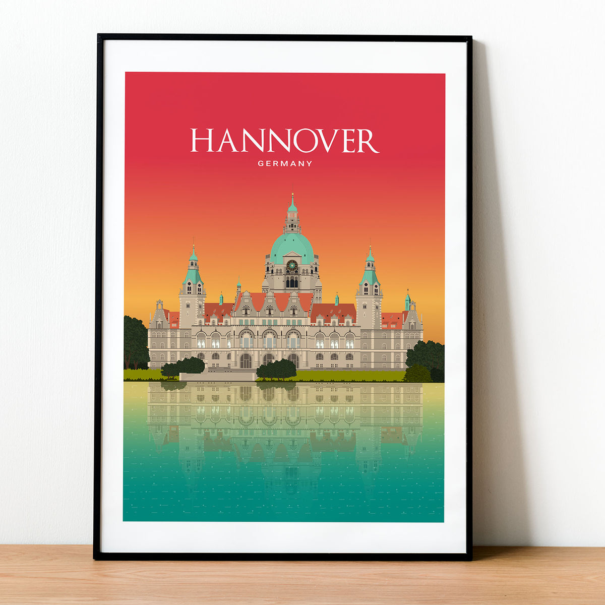 Hannover, Germany, sunset city poster– Kawaink