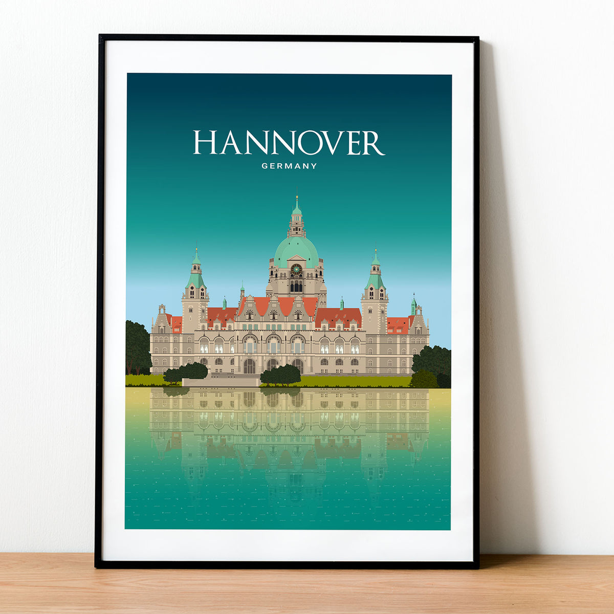 Hannover, Germany, night city poster– Kawaink