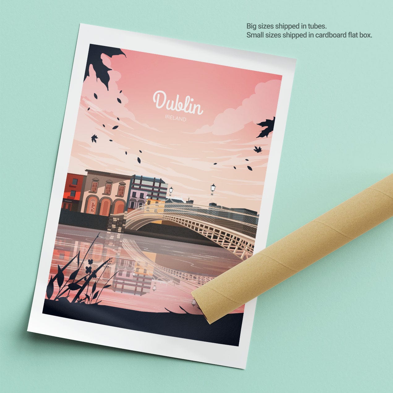 Dublin rosa Stadt Poster– Kawaink