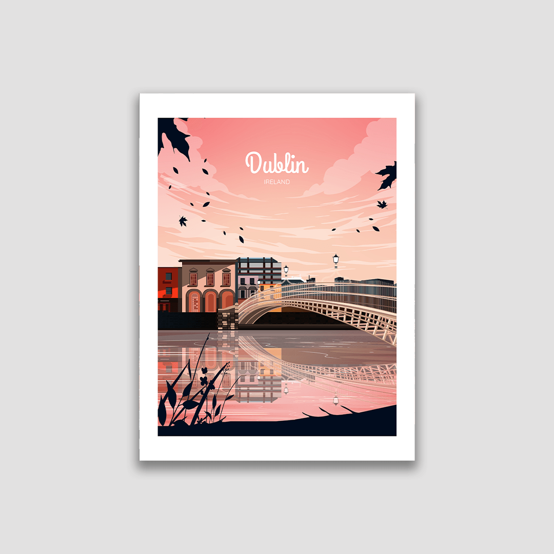 Dublin rosa Stadt Poster– Kawaink