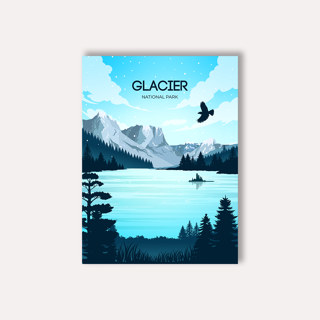 Glacier, National Park. Traveller poster– Kawaink