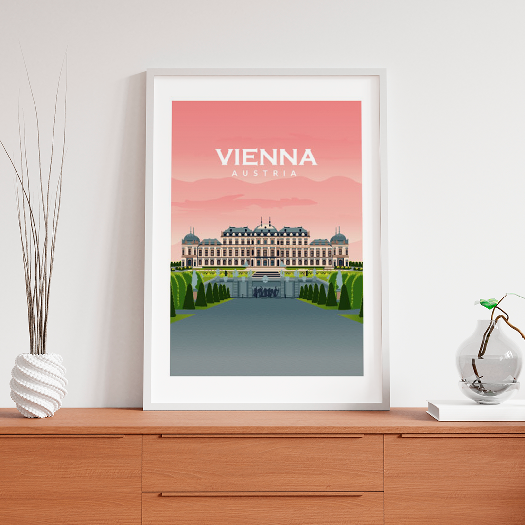 Vienna pink city poster– Kawaink